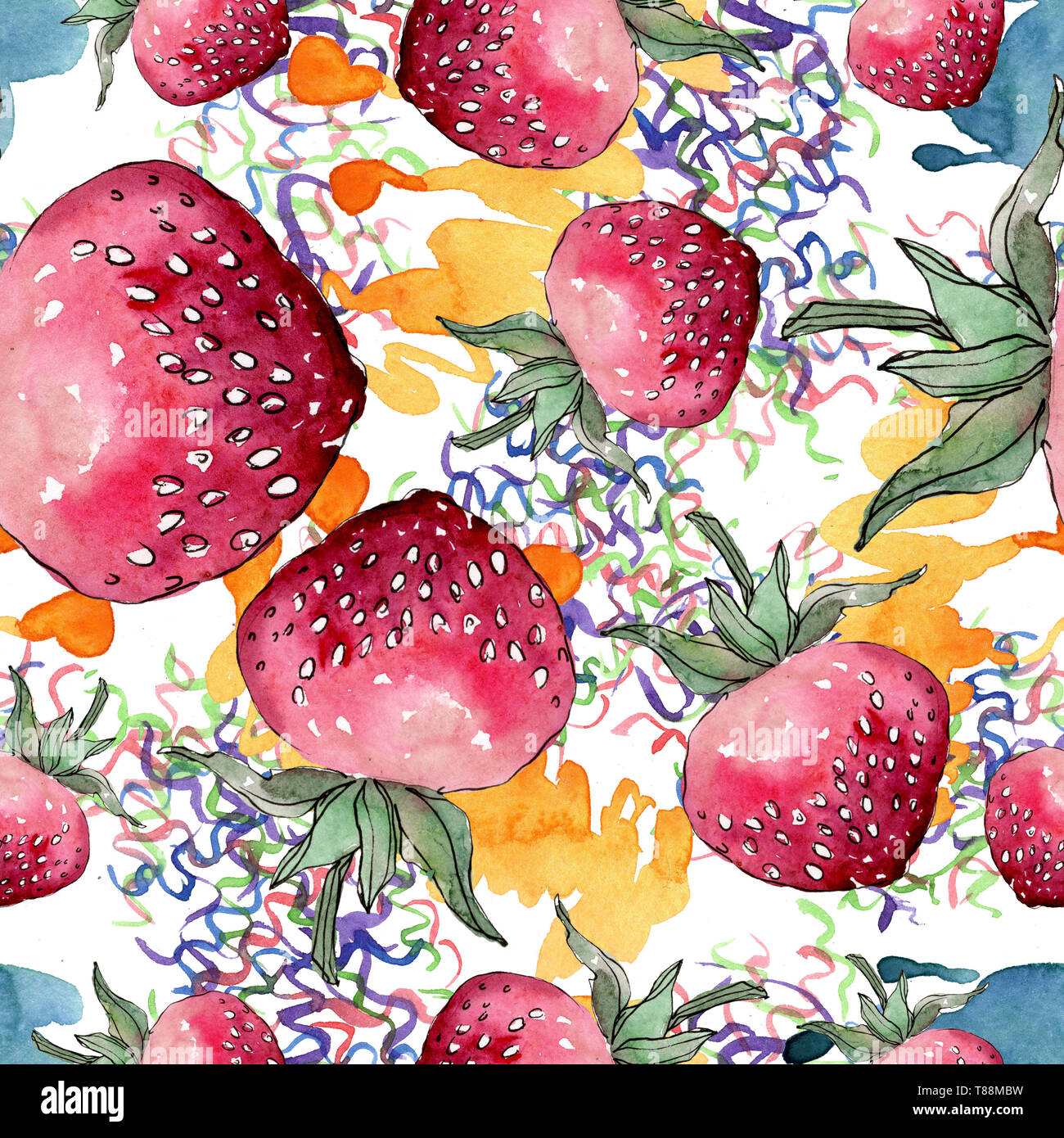 Strawberry healthy food. Watercolor background illustration set ...