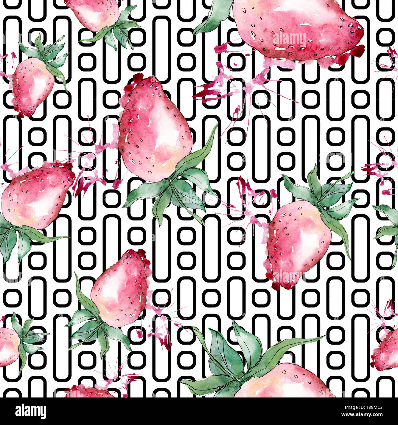 Strawberry healthy food. Watercolor background illustration set ...