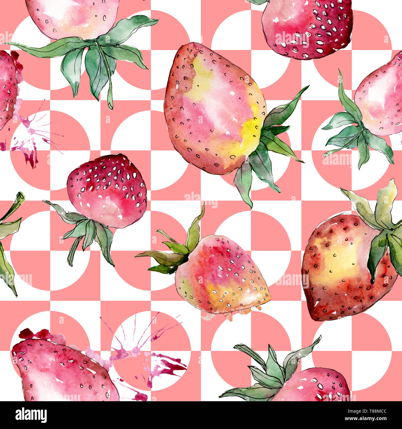 Strawberry healthy food. Watercolor background illustration set ...
