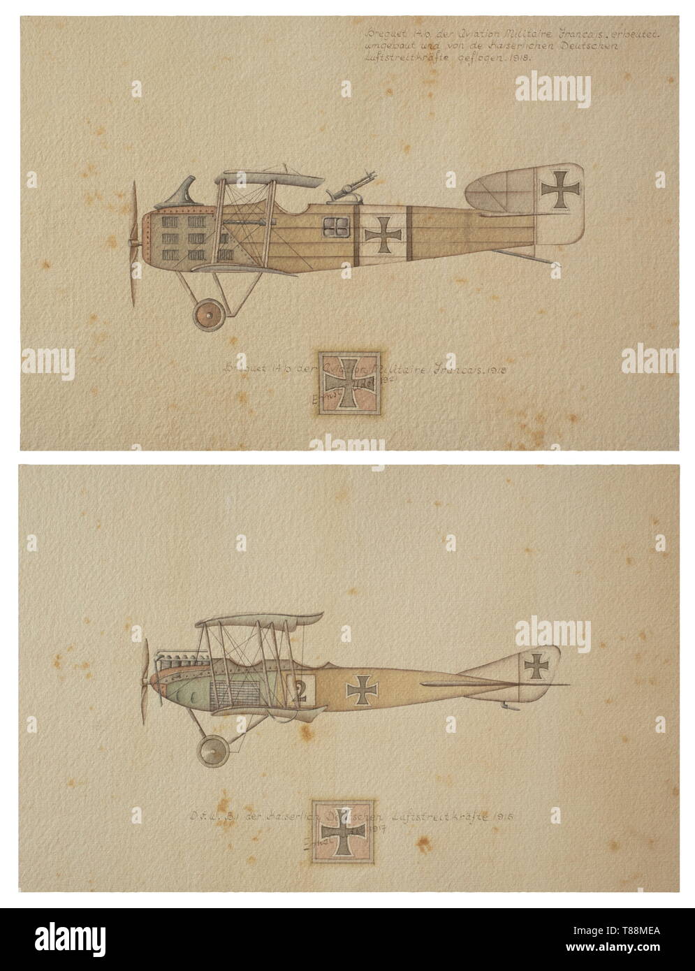 Ernst Udet - twelve drawings of German military aircraft of the 1st ...