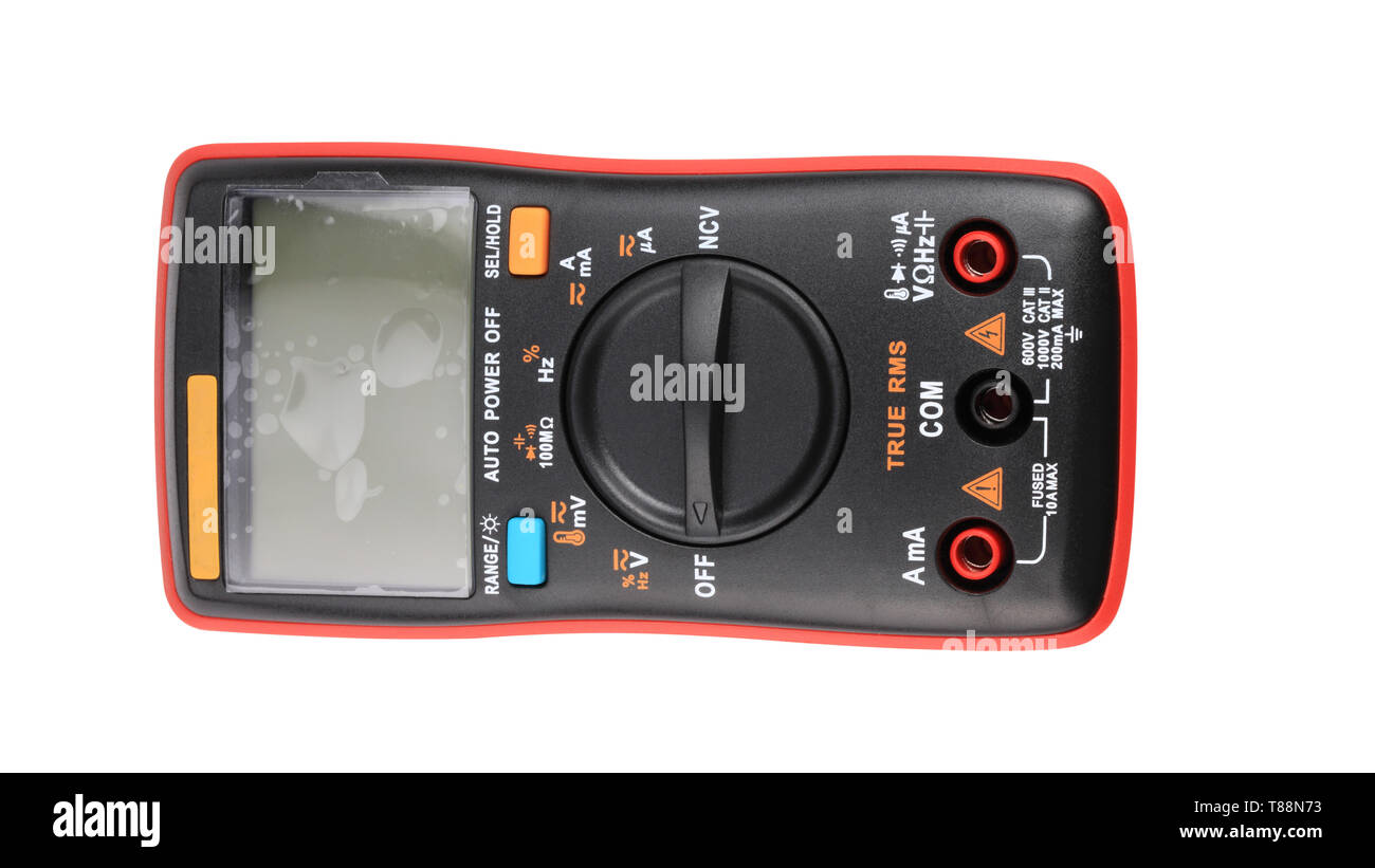 black digital multimeter isolated on white background at dry day Stock ...