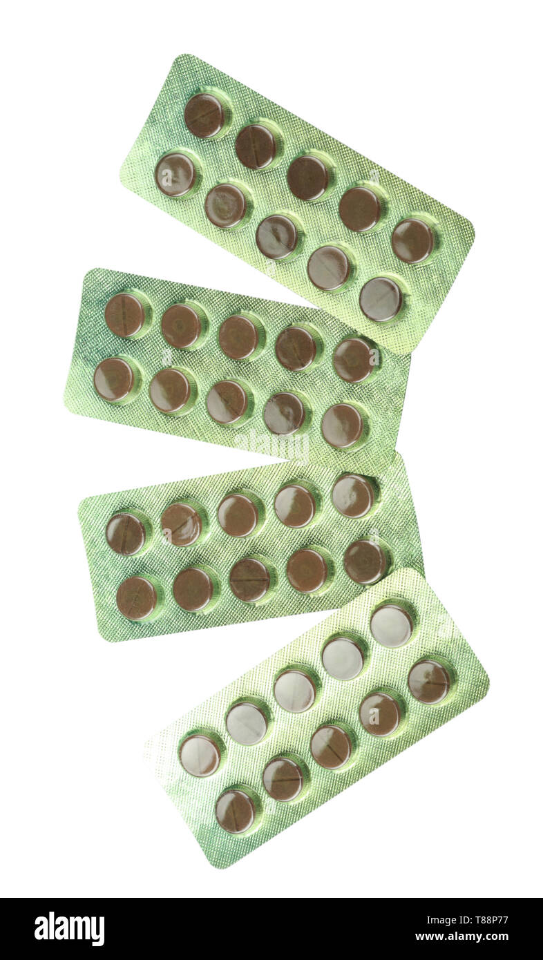 Many Tablets in Blister Isolated Stock Photo - Alamy