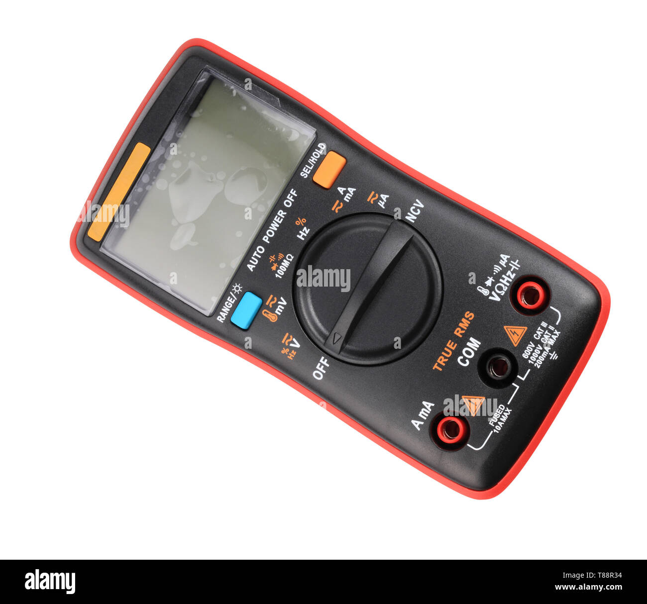 black digital multimeter isolated on white background at dry day Stock ...