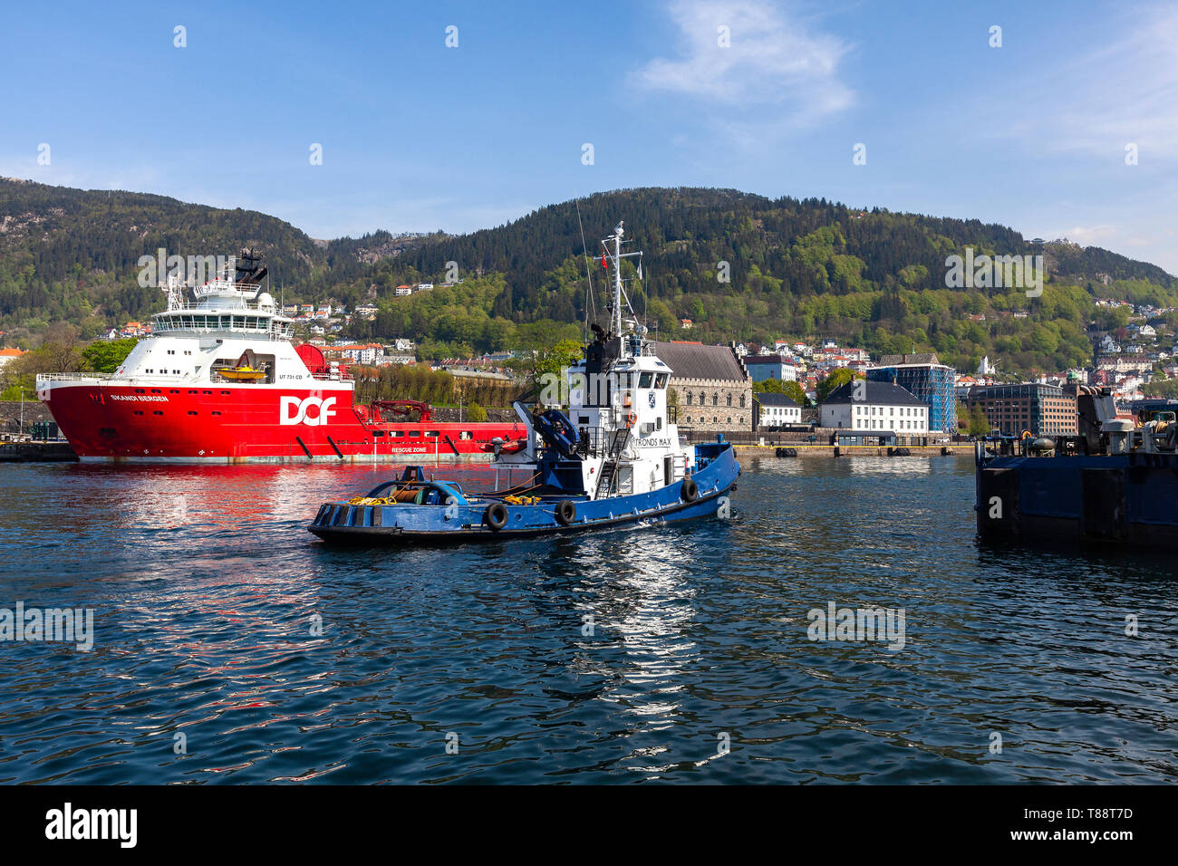 Tug boat Tronds Max arriving in the port of Bergen, Norway Stock Photo - Alamy