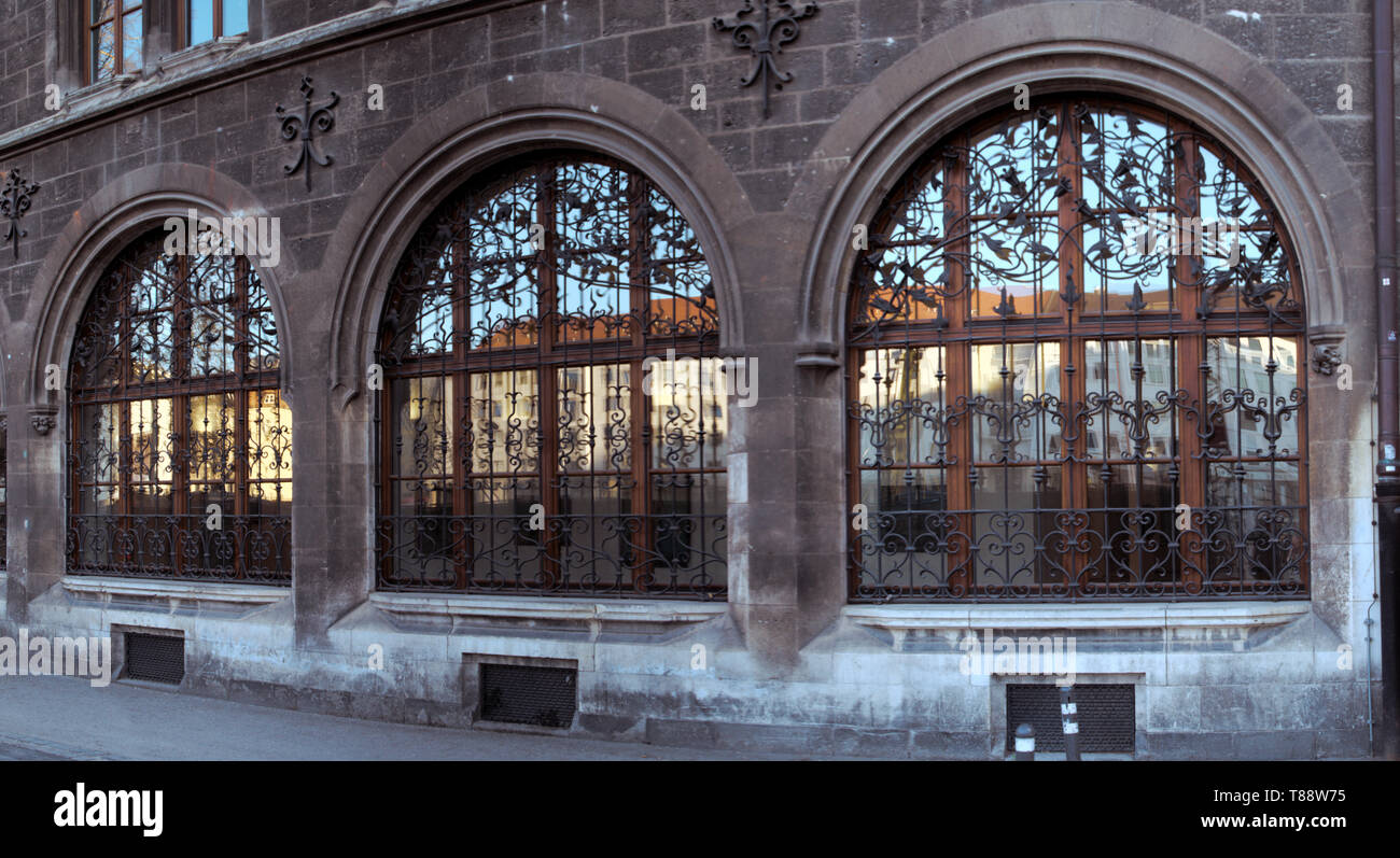 Reflections in the windows of the Old Town Hall, Munich Stock Photo - Alamy