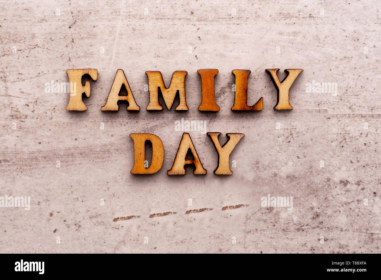 Inscription FAMILY DAY in wooden letters on a light background Stock ...