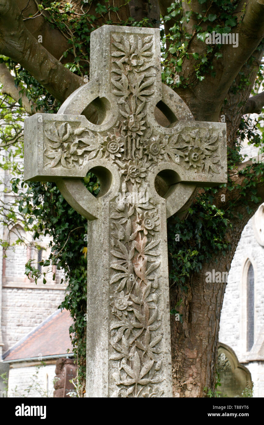 IHS decorated Celtic cros, decorated with passion flowers Stock Photo ...