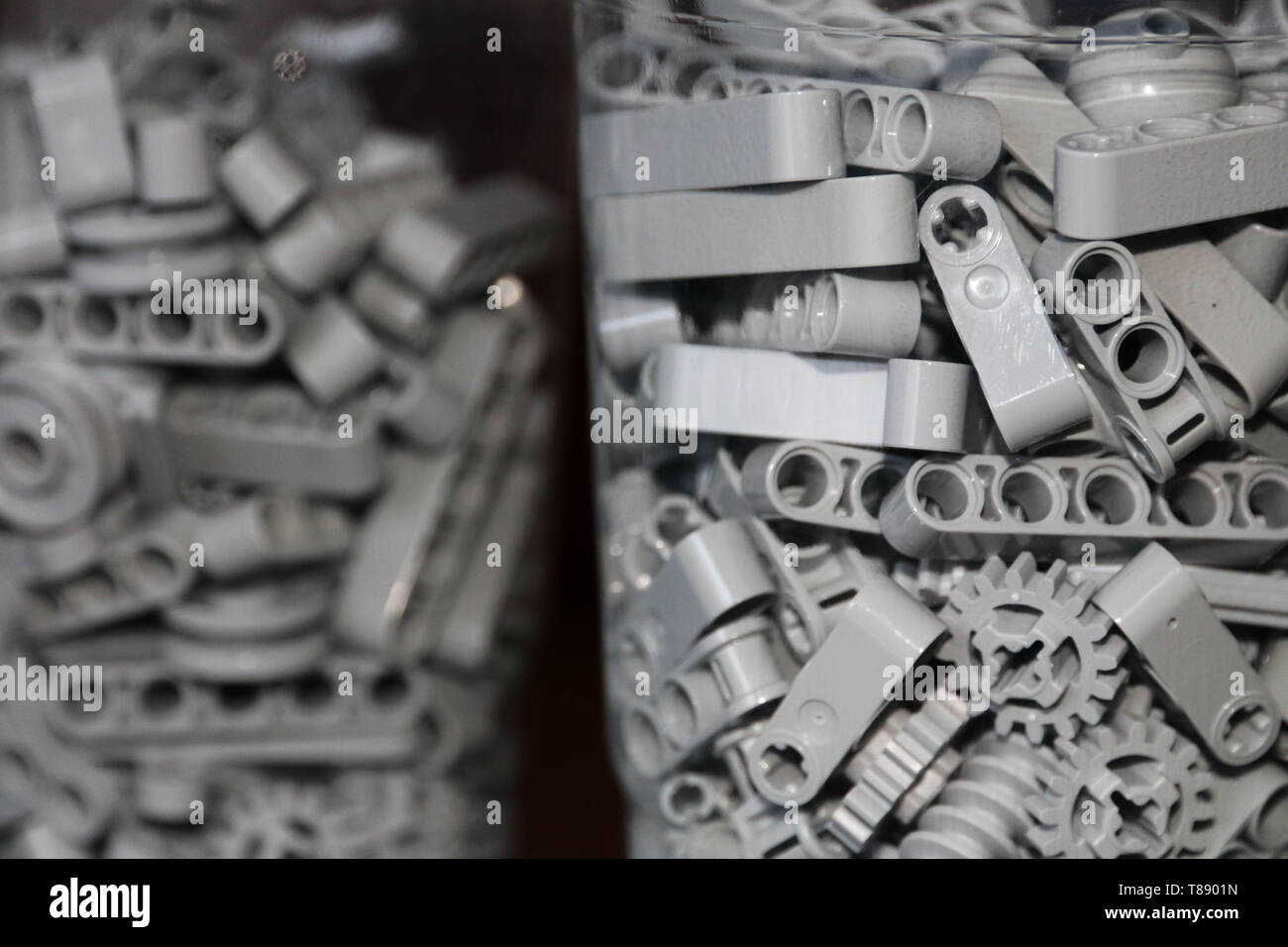 LEGO Technic bricks in light bluish gray color Stock Photo - Alamy