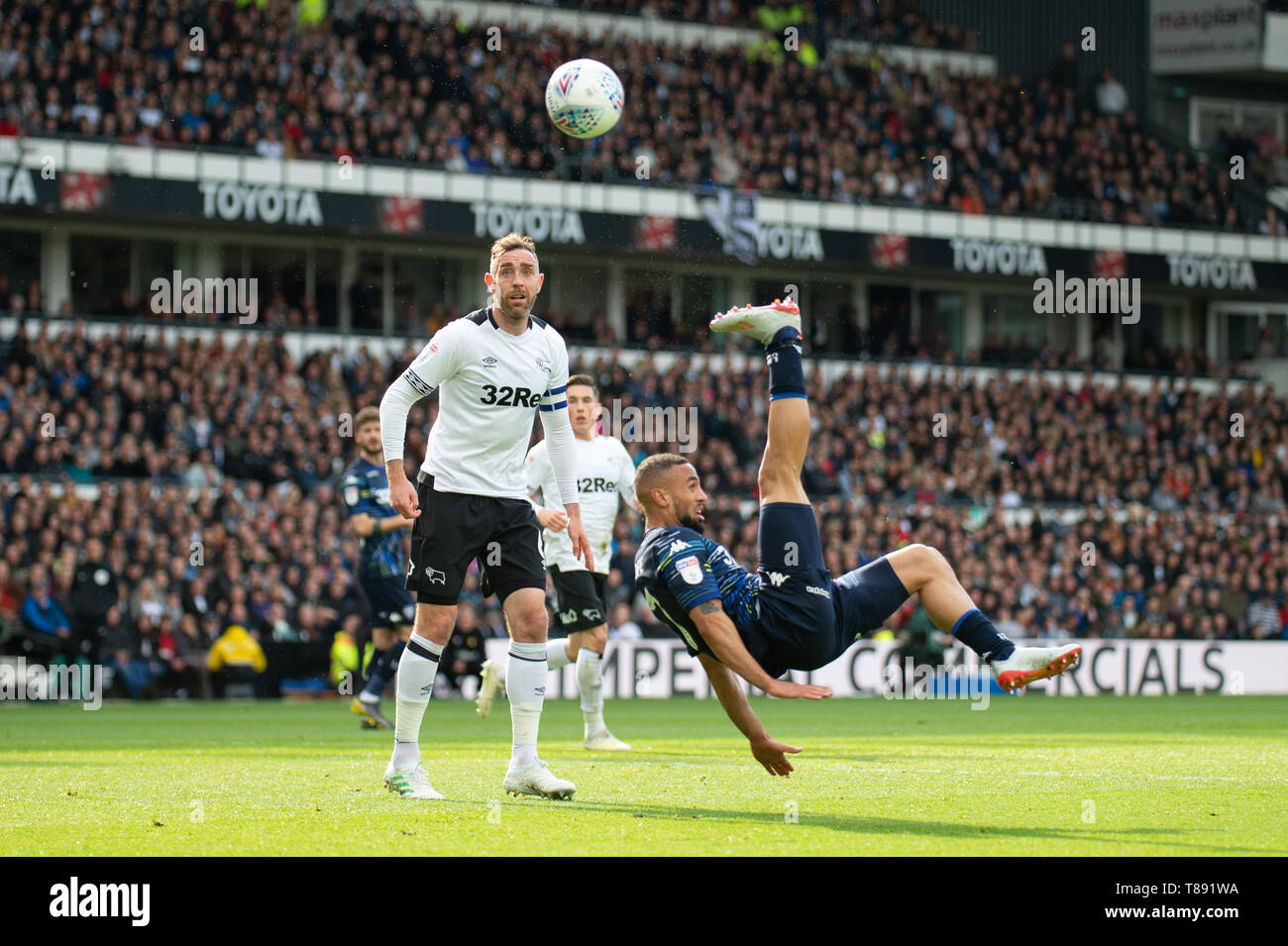 Derby, UK. 11th May, 2019. Kemar Roofe of Leeds United during the ...