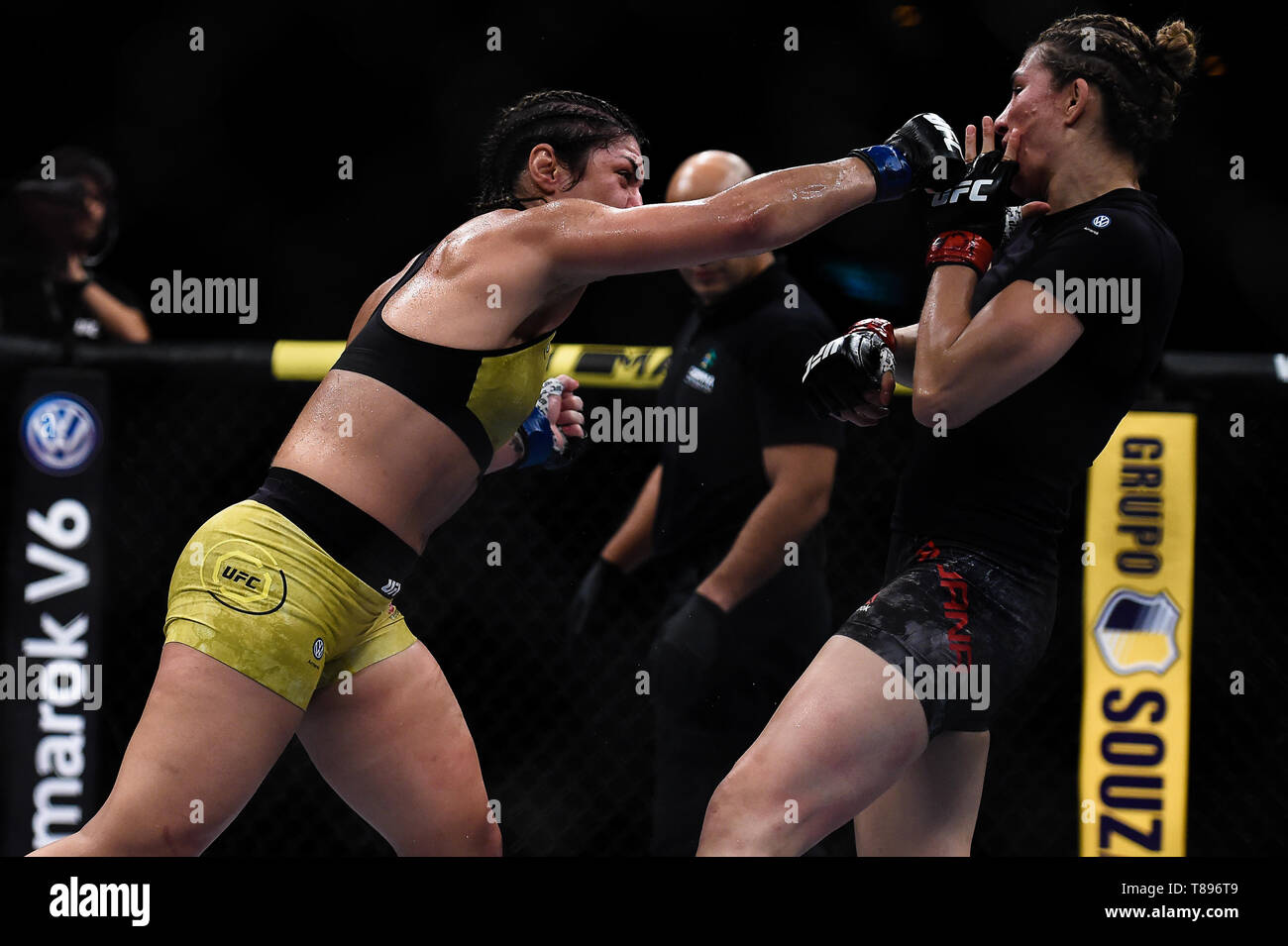 UFC 237: NAMAJUNAS vs. ANDRADE - Fighters Irene Aldana (red glove) and ...