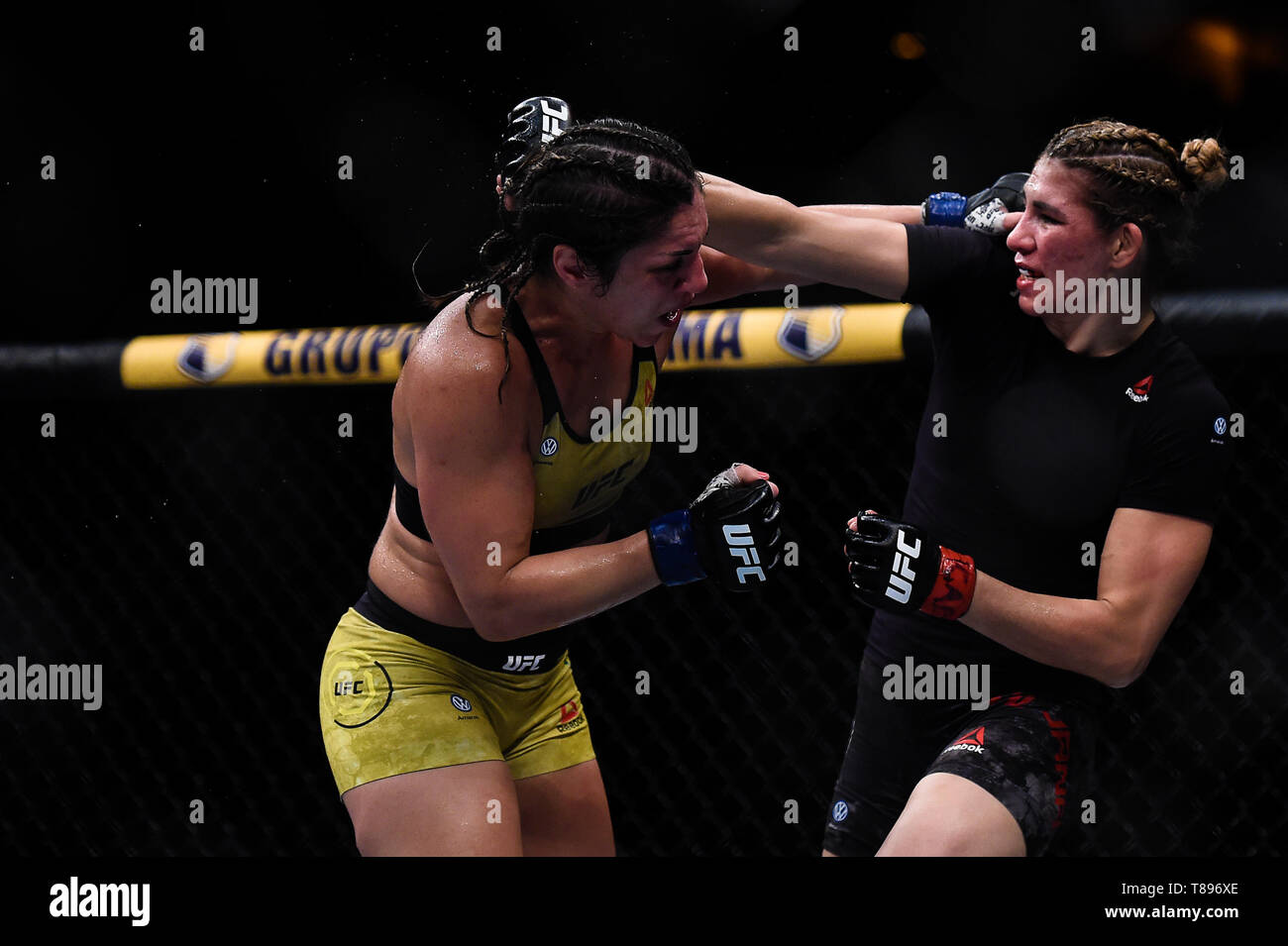 UFC 237: NAMAJUNAS vs. ANDRADE - Fighters Irene Aldana (red glove) and ...