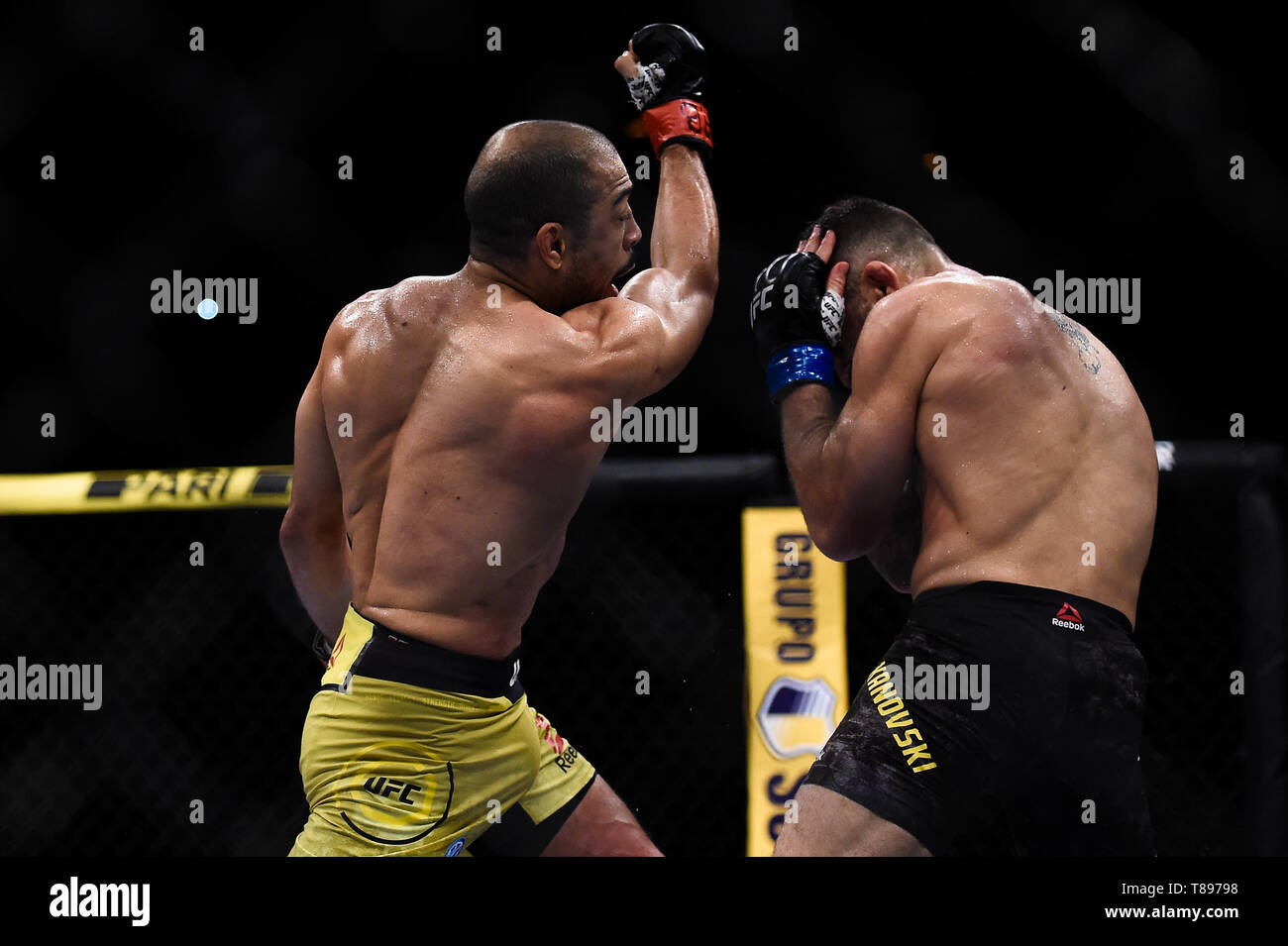 UFC 237: NAMAJUNAS vs. ANDRADE - Fighters Jose Aldo (red glove) and ...