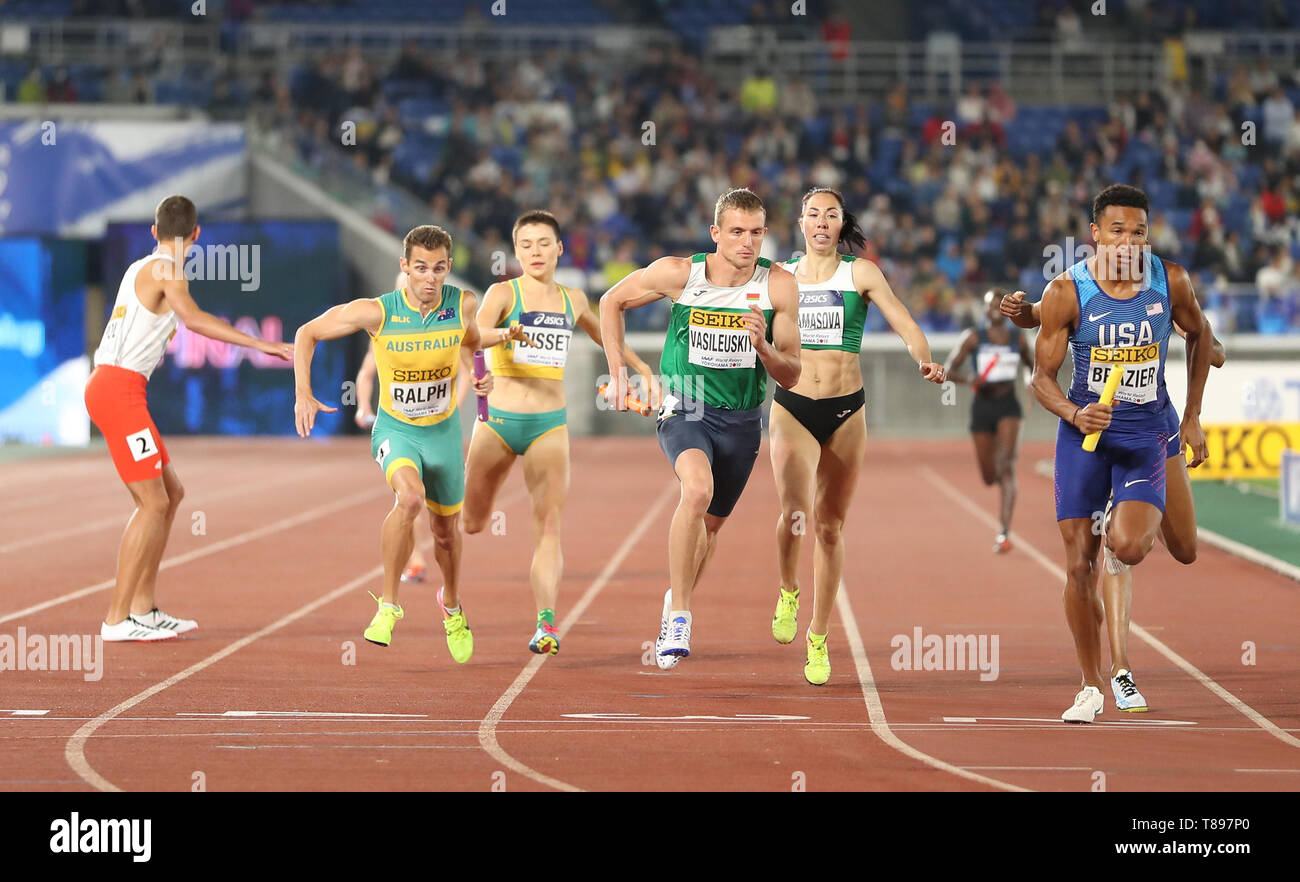 Yokohama, Japan. 11th May, 2019. Athletes compete during the mixed ...