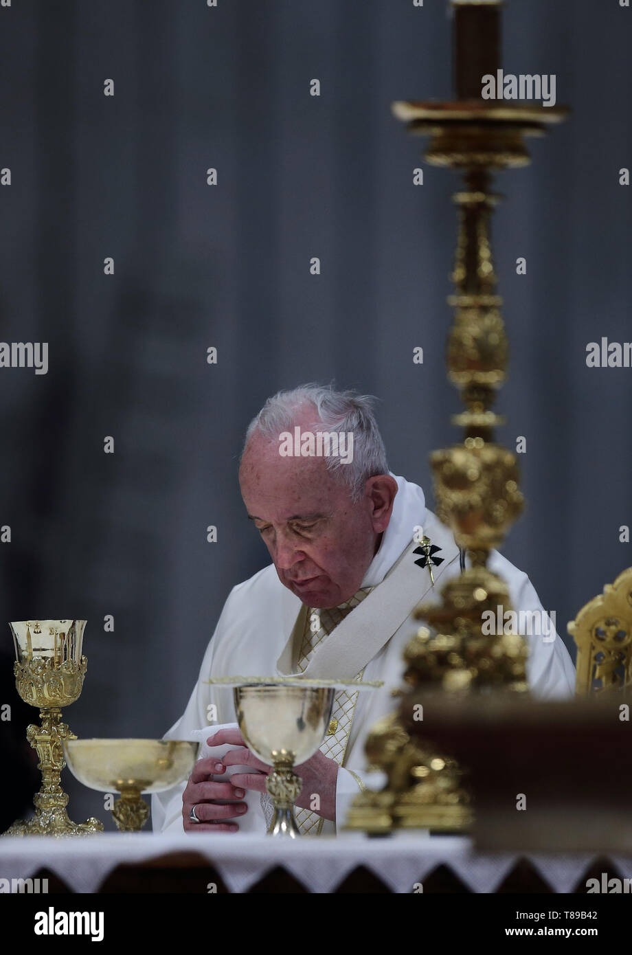 Holy See, Vatican. 12th May, 2019. POPE FRANCIS celebrates holy mass ...