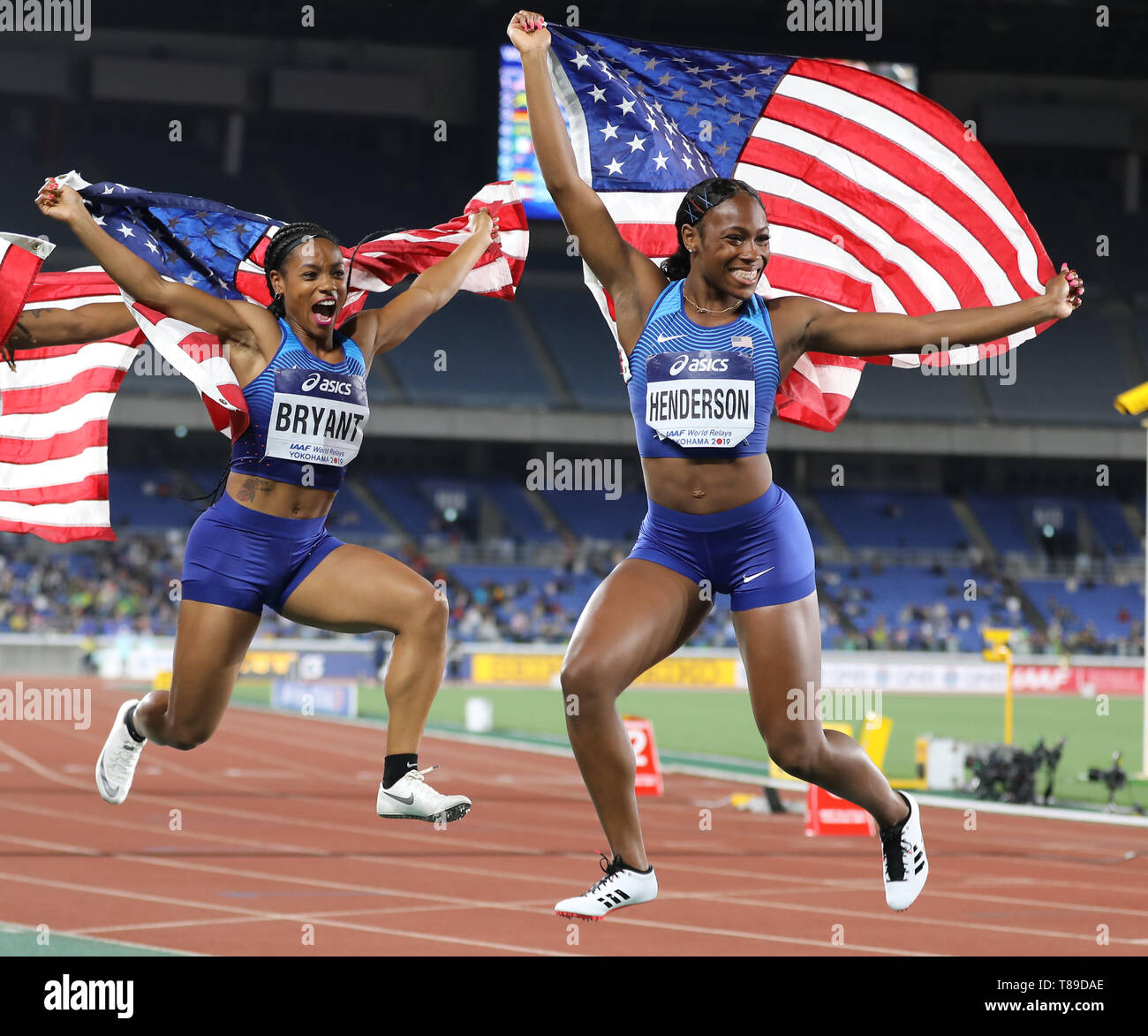 Yokohama, Japan. 12th May, 2019. Dezerea Bryant (L) and Ashley ...