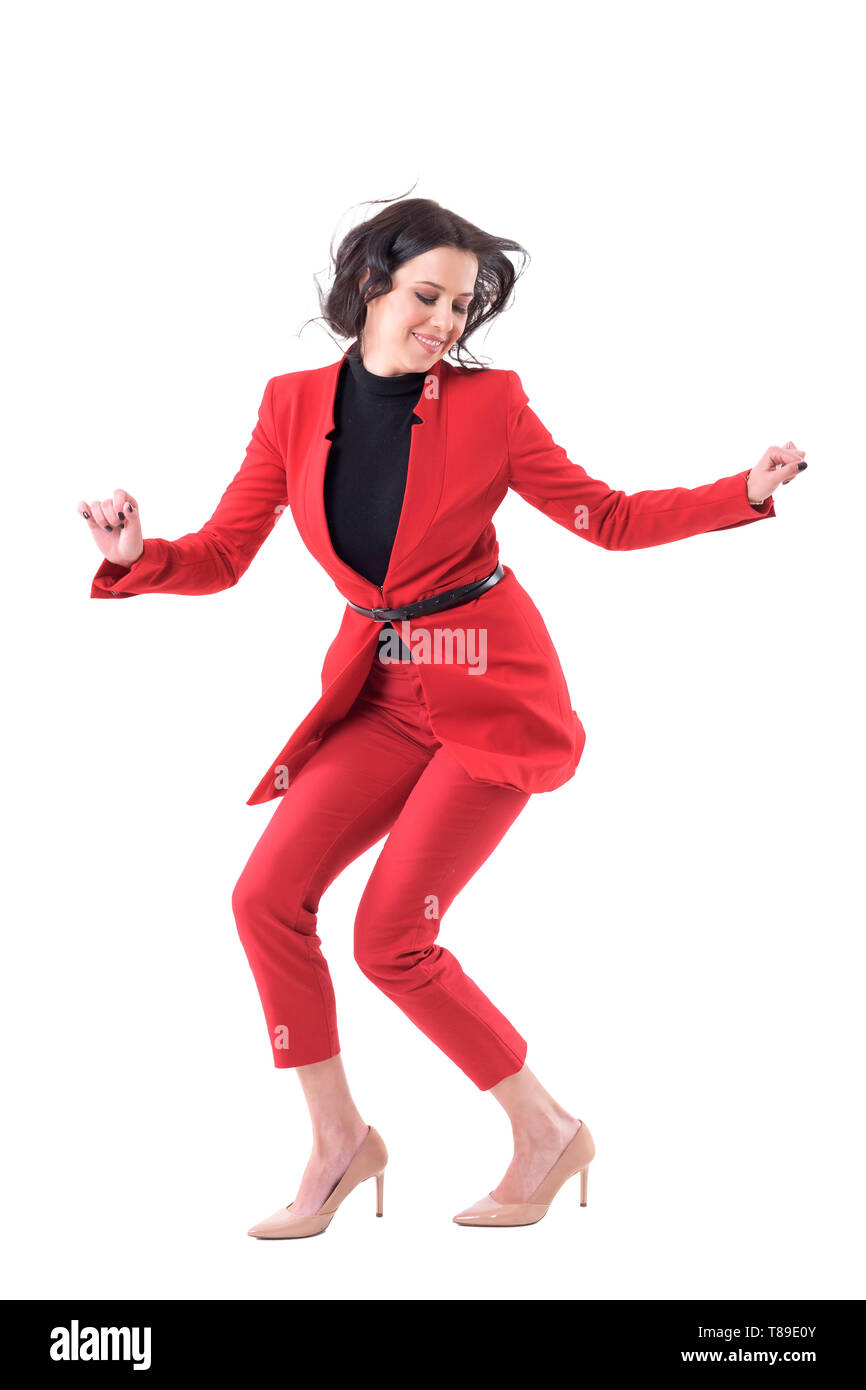 Woman in suit celebrating Cut Out Stock Images & Pictures - Alamy