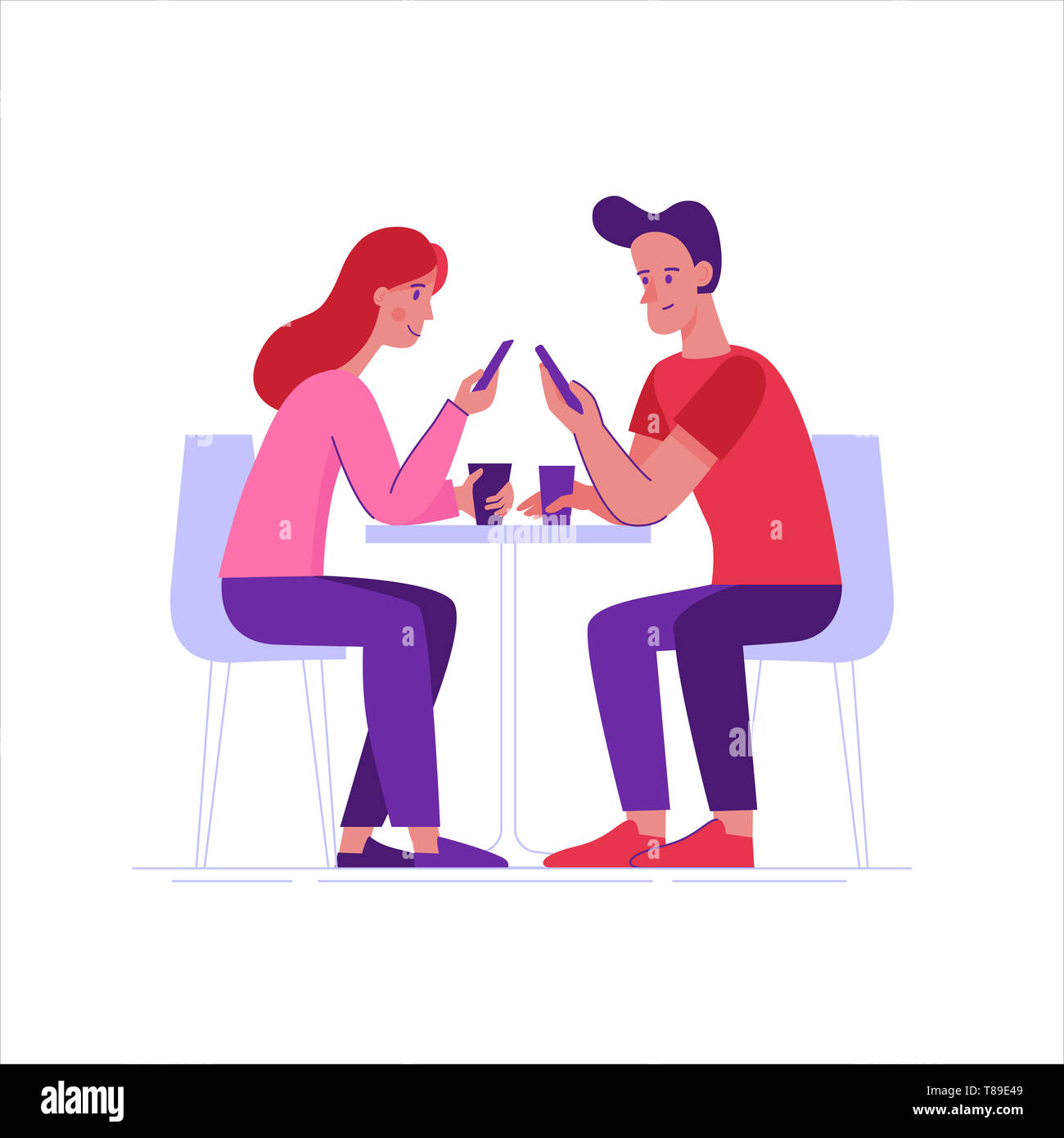 Vector Illustration Girl Drinking Coffee High Resolution Stock ...