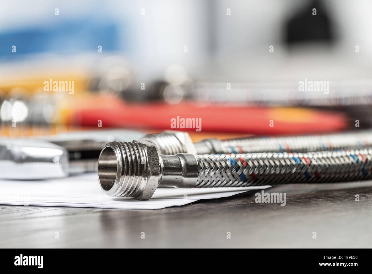 Water braided hose with connecting internal screw Stock Photo - Alamy