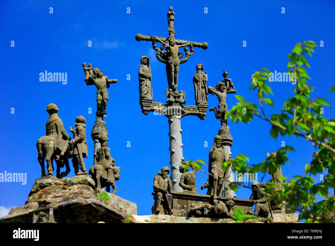 France, Finistere, Sizun, Detail of the sculptures of the parish ...