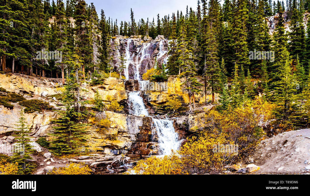 Tangle Falls in Jasper National Park at the side of the famous Columbia ...