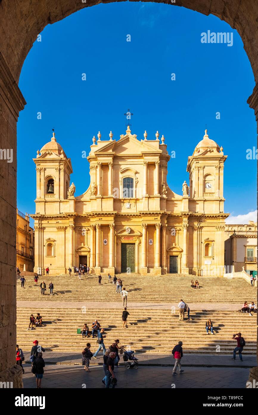 Italy, Sicily, Noto, UNESCO World Heritage site, San Nicolo cathedral ...
