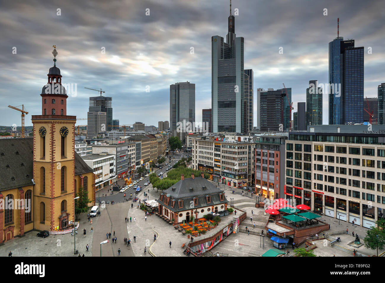 Downtown, Frankfurt am Main, Germany. View from GALERIA (Kaufhof ...
