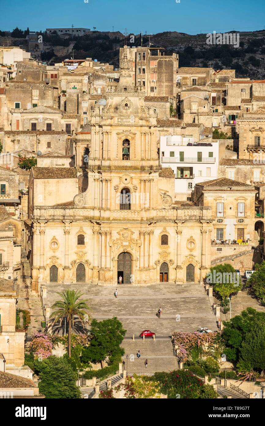 Italy, Sicily, Modica, UNESCO World Heritage site, San Giorgio Baroque ...