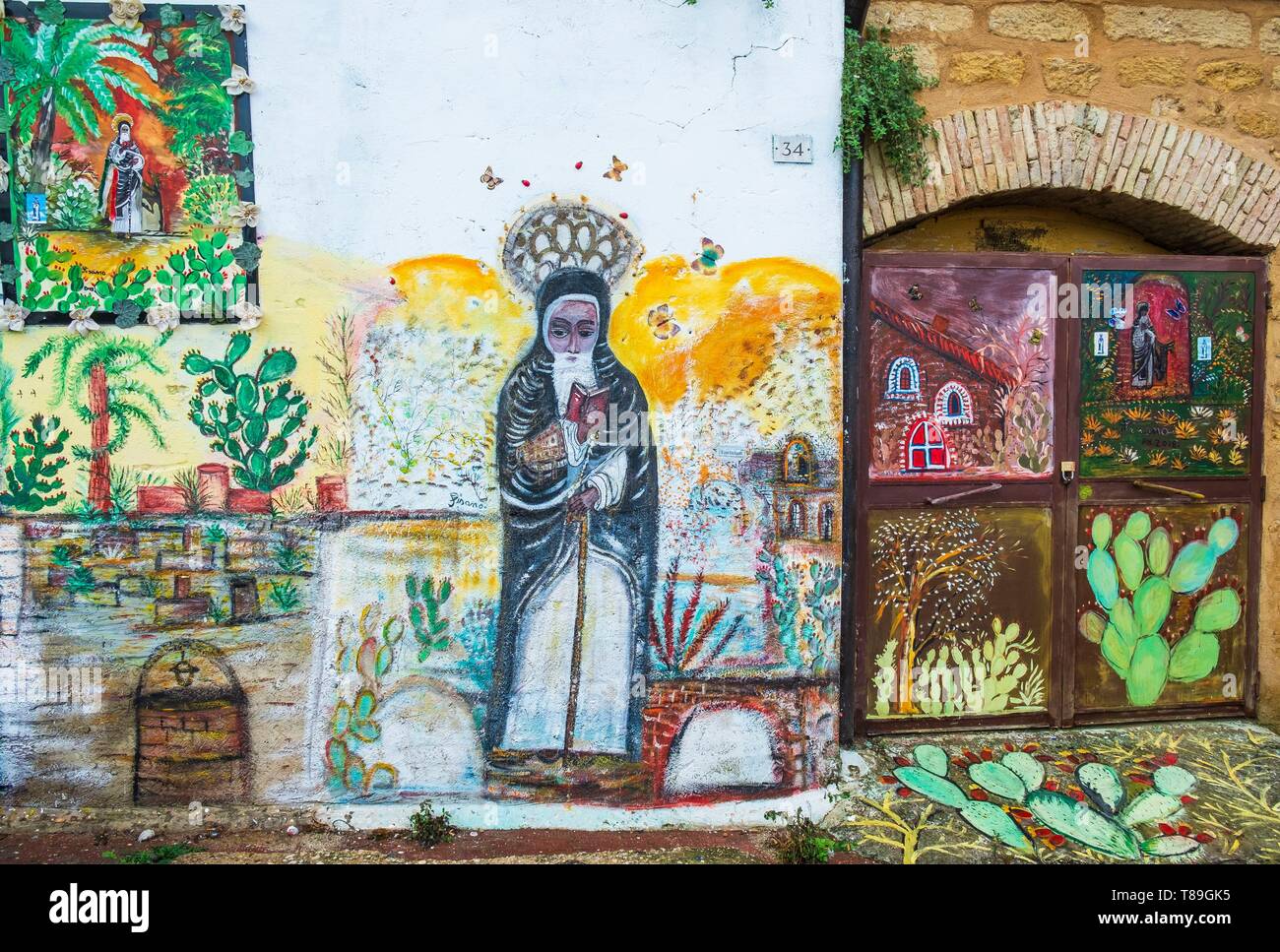 Italy, Sicily, Agrigento, historic centre, street art by the artist ...