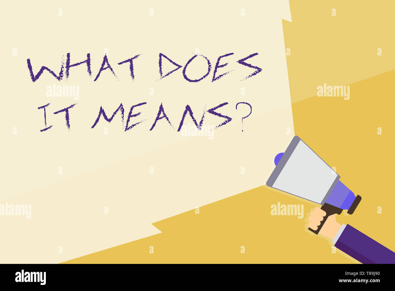 Writing note showing What Does It Means question. Business concept for ...