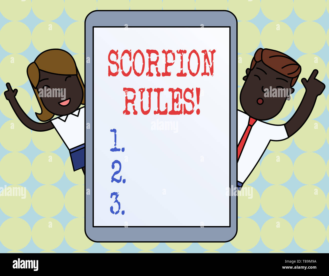 Writing note showing Scorpion Rules. Business concept for Dystopian ...