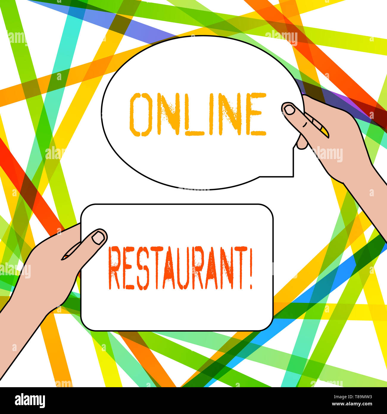 Writing note showing Online Restaurant. Business concept for internet ...