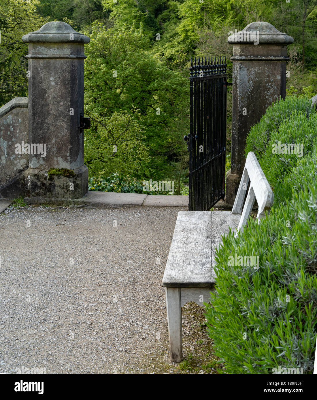 Old stone park gateway, Ilam Park, Peak District, Staffordshire Stock ...