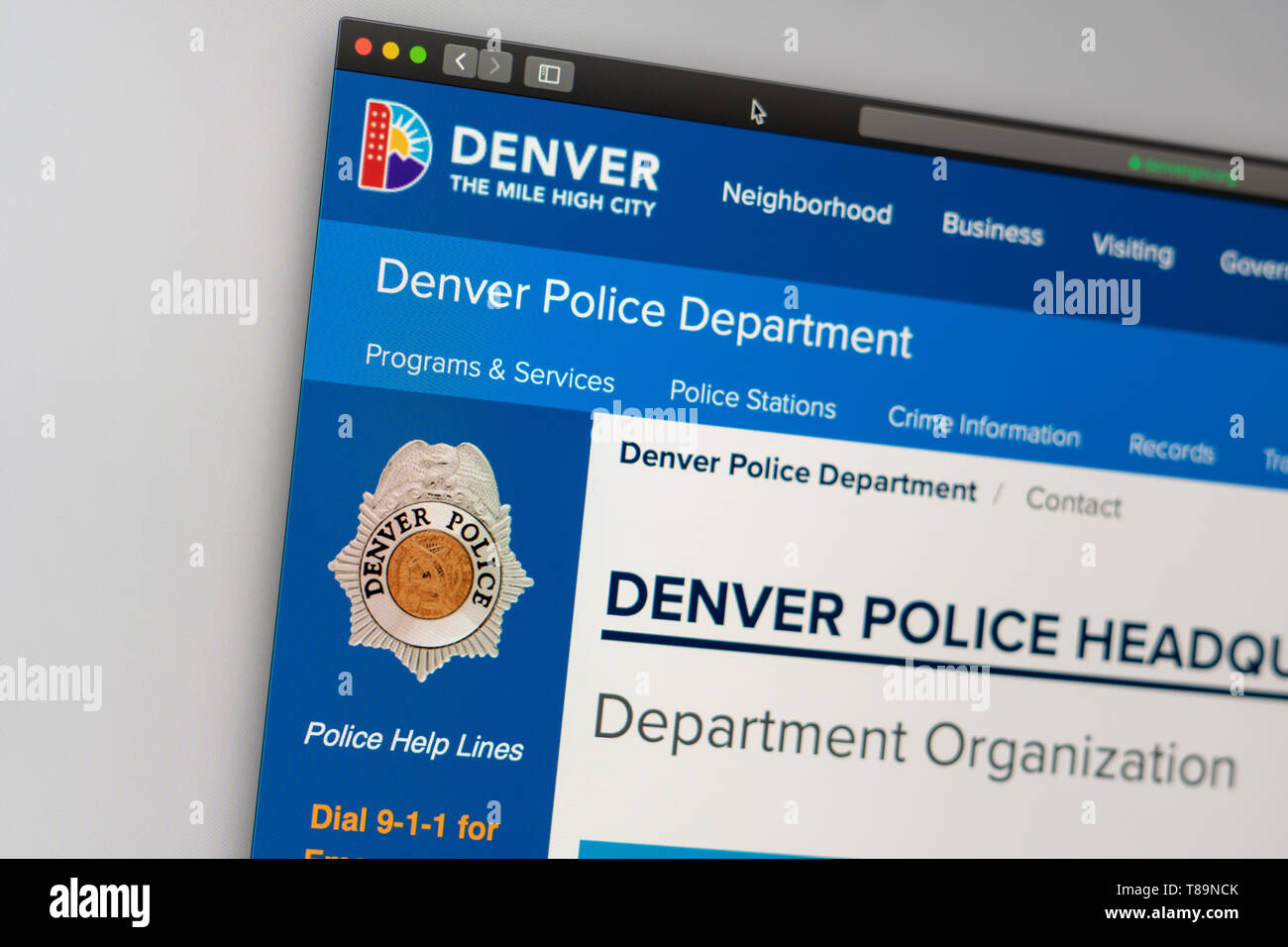 Miami / USA - 05.11.2019: Denver Police Department website homepage ...