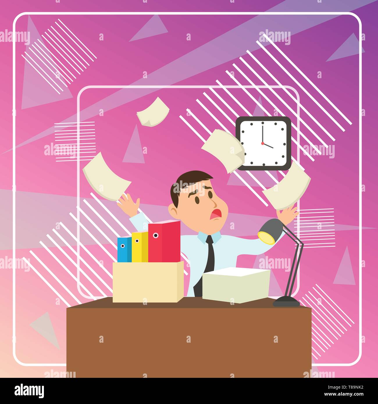 Confused Male Employee Manager Cluttered Workspace Overflow Time ...