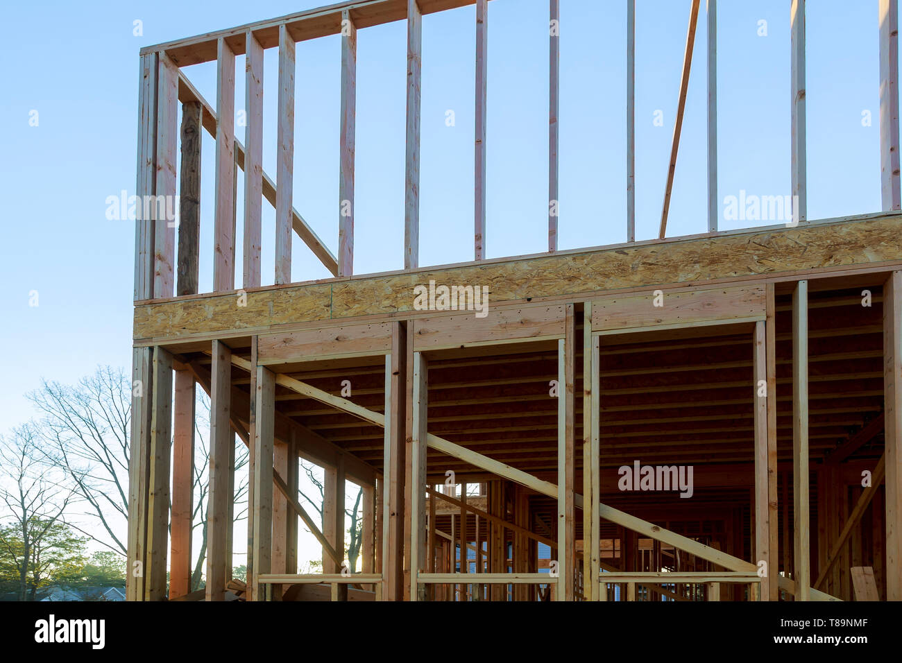 House under construction framing beam Stock Photo - Alamy