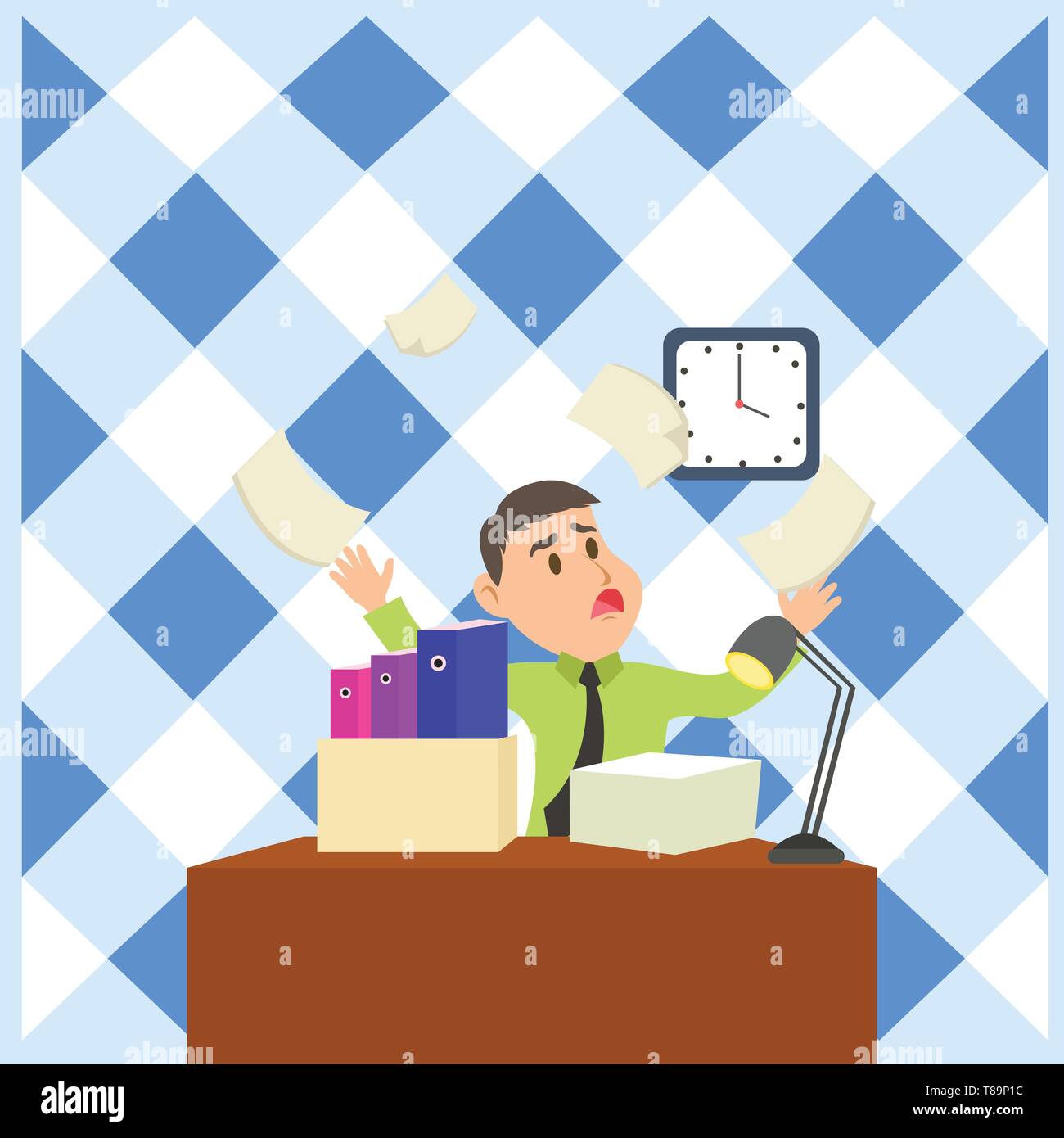 Confused Male Employee Manager Cluttered Workspace Overflow Time ...