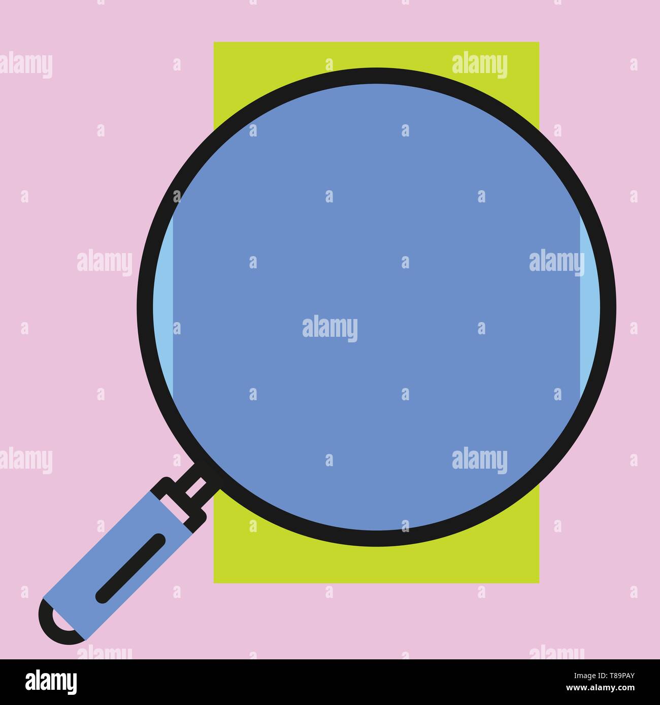 Round magnifying glass with iron handle frame to make object look ...