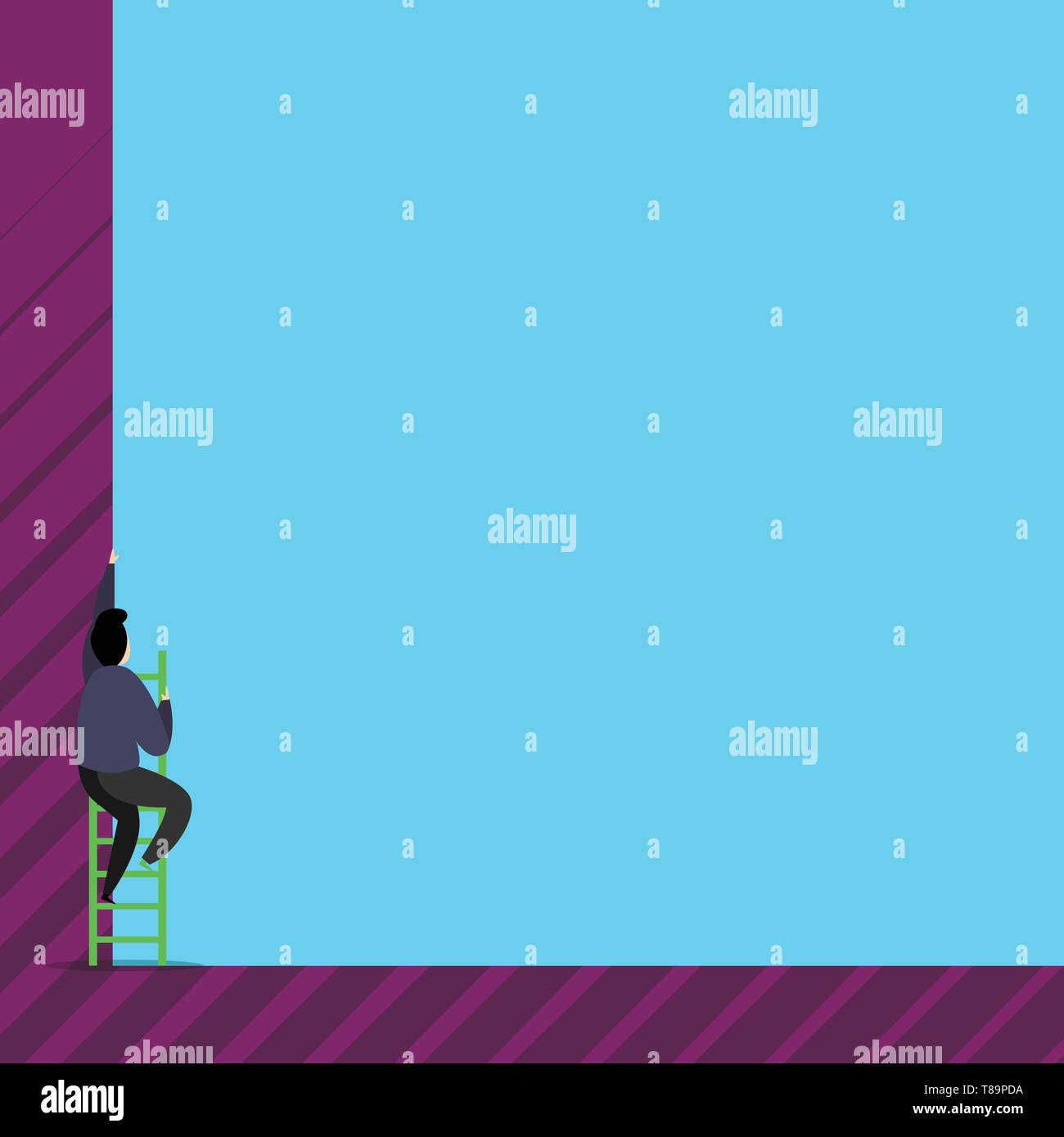 Short man and ladder Stock Vector Images - Alamy