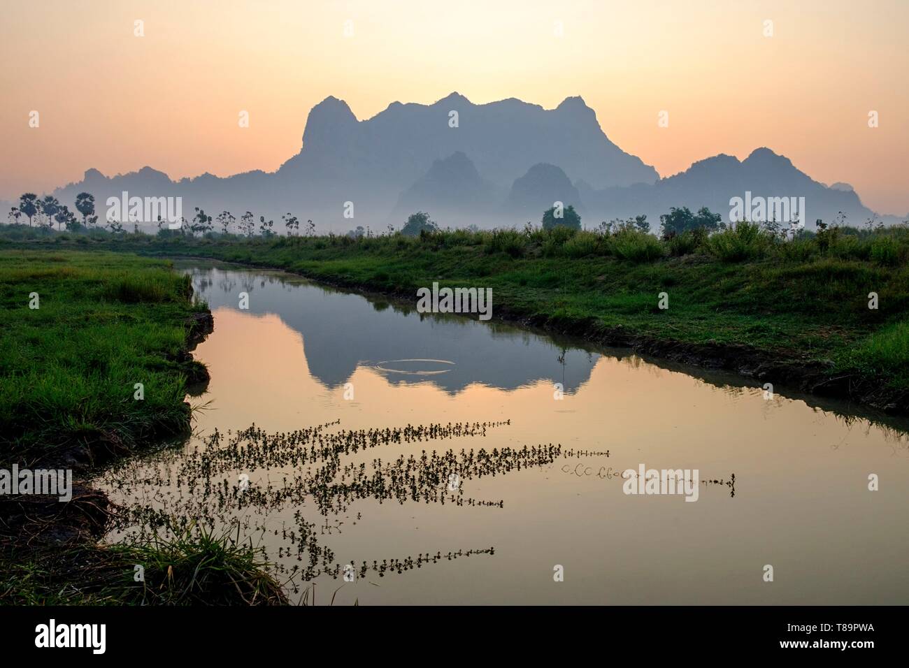 Myanmar, Burma, Karen state, Hpa An, karstic landscape Stock Photo - Alamy