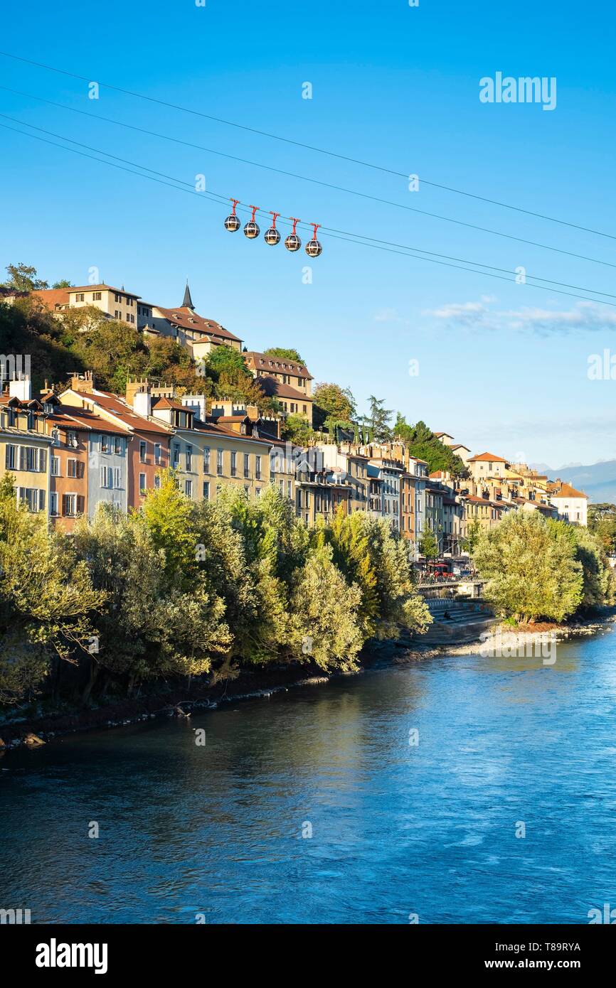 France, Isere, Grenoble, banks of Isere river, Saint Laurent district ...
