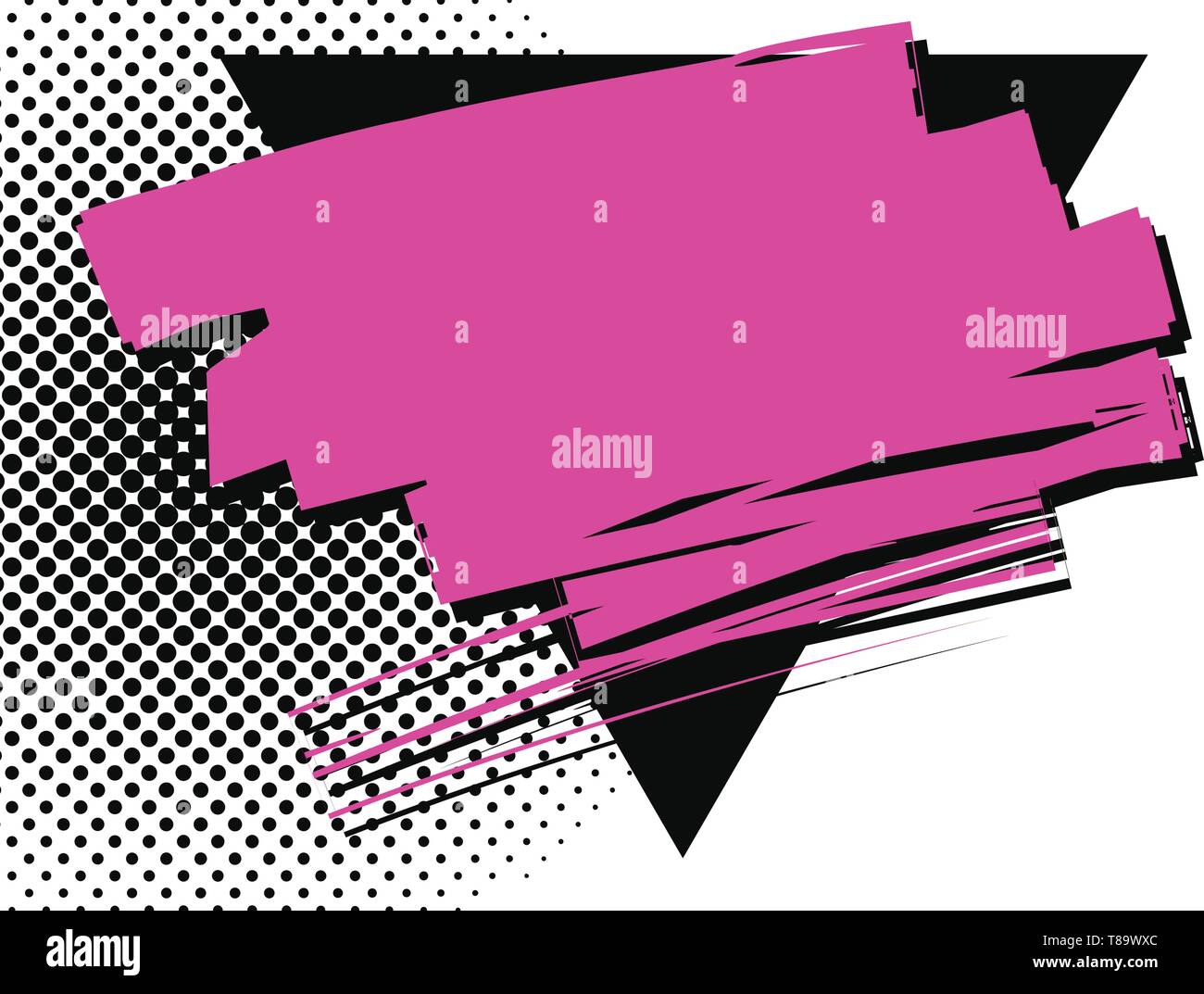 Magenta Smudges Overlapping Black Upside Triangle against Dotted ...