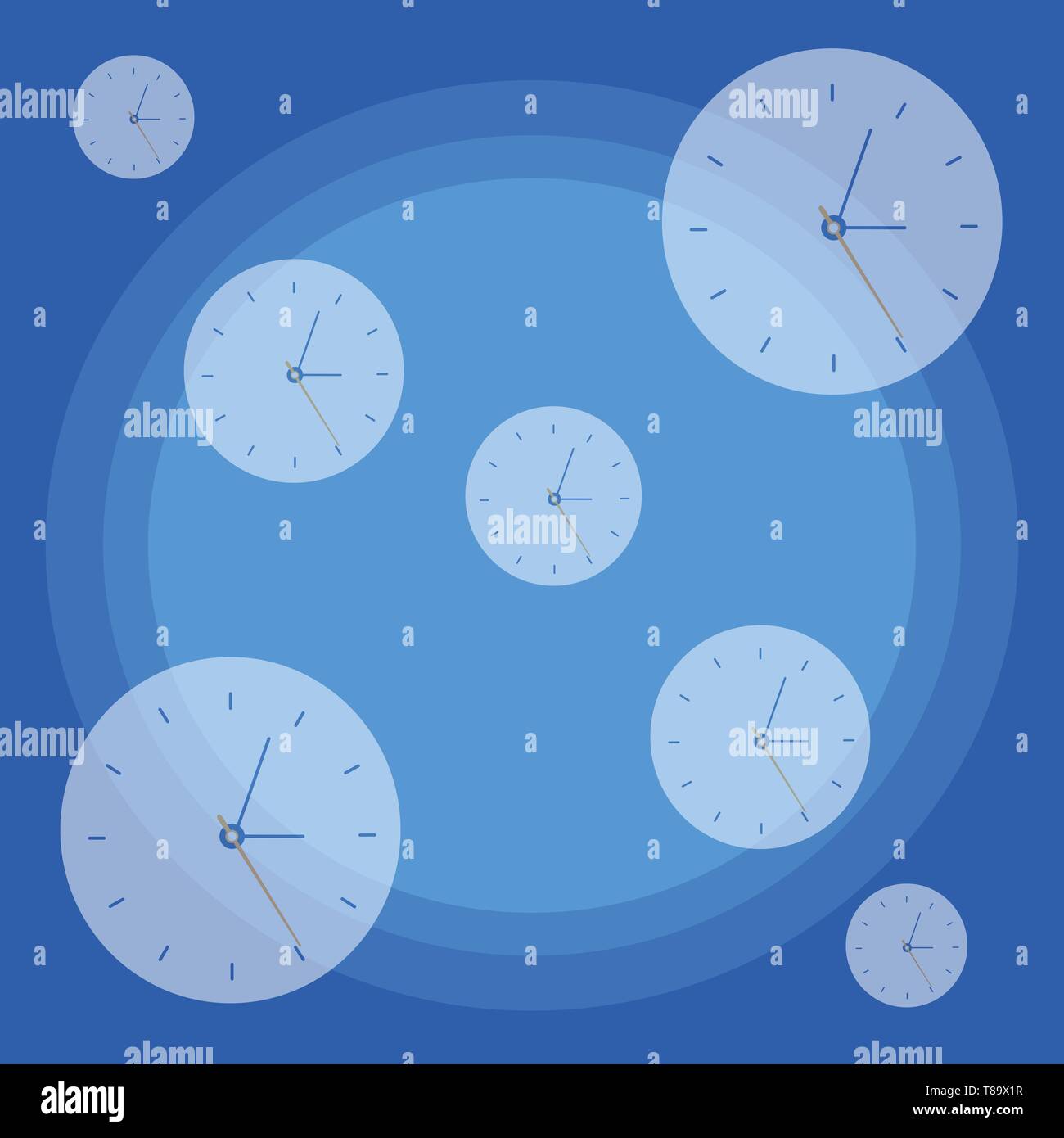 Different Size Clock Dials in Random against Concentric Circle ...