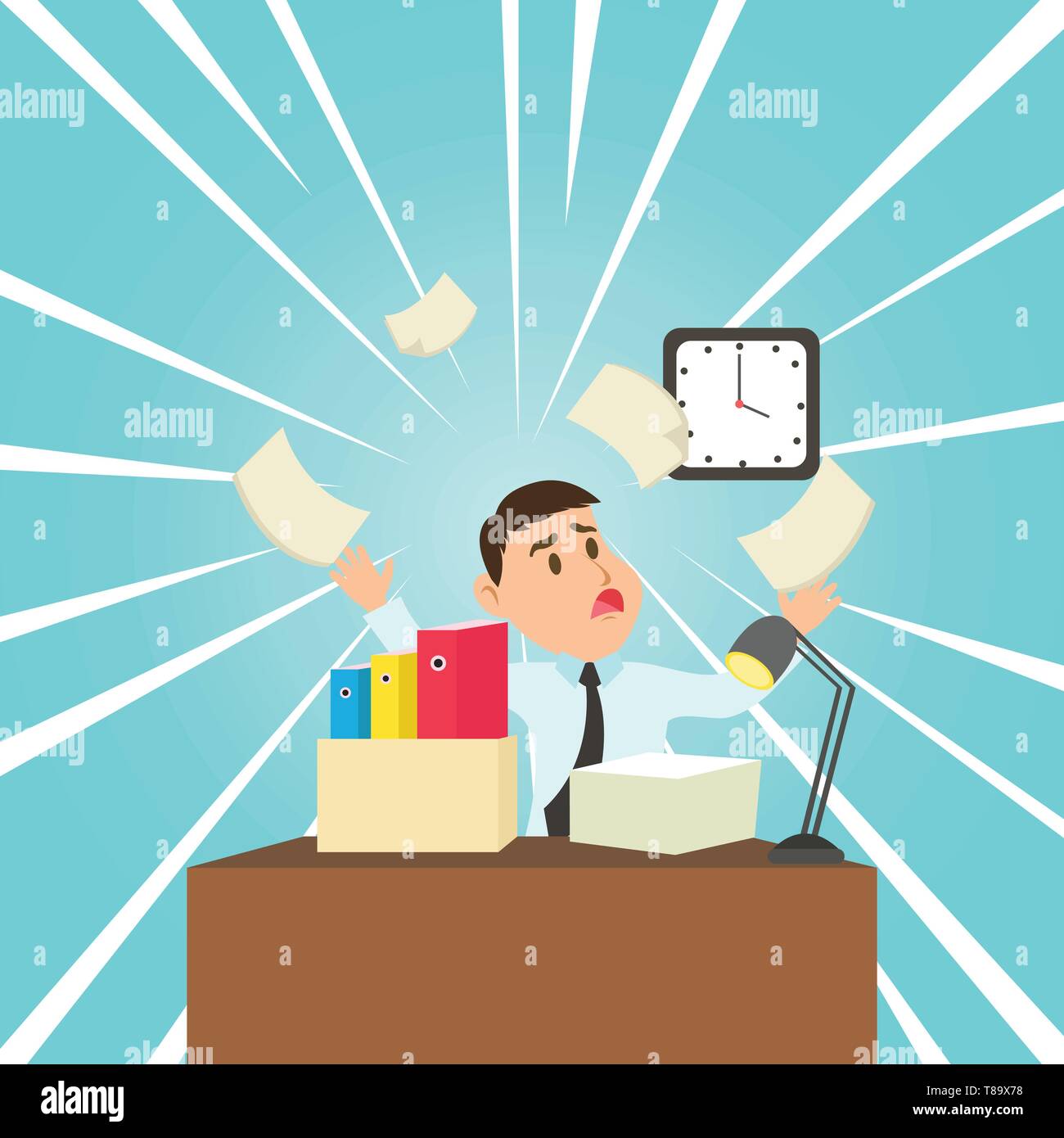 Confused Male Employee Manager Cluttered Workspace Overflow Time ...