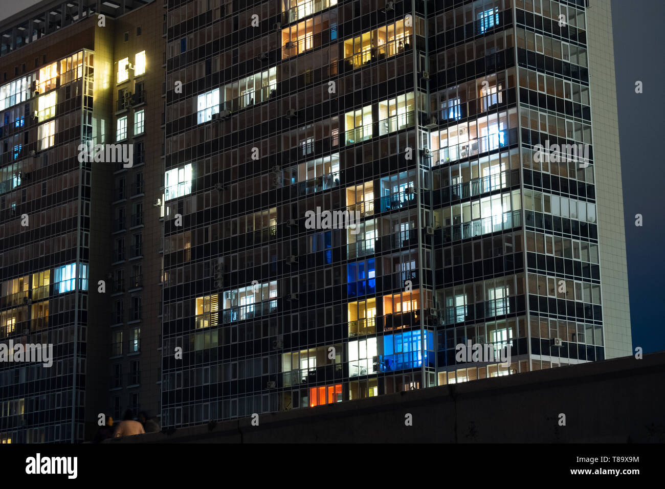 Night city landscape. Night city landscape. In the glow of the window ...