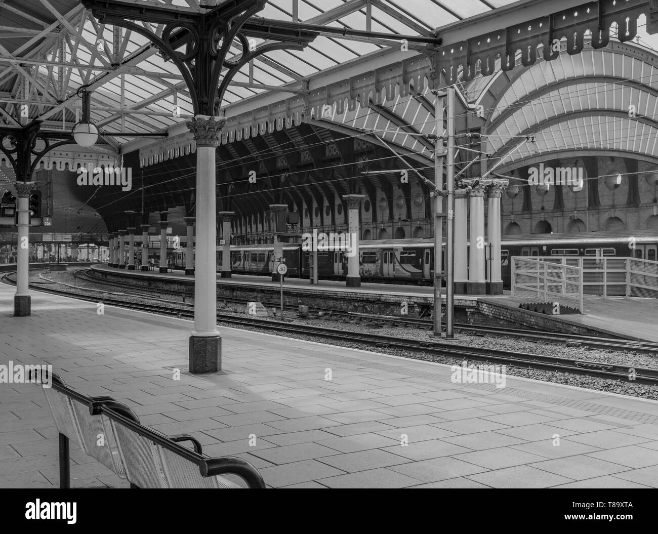 York Railway station where two19th Century canopies of iron and glass ...