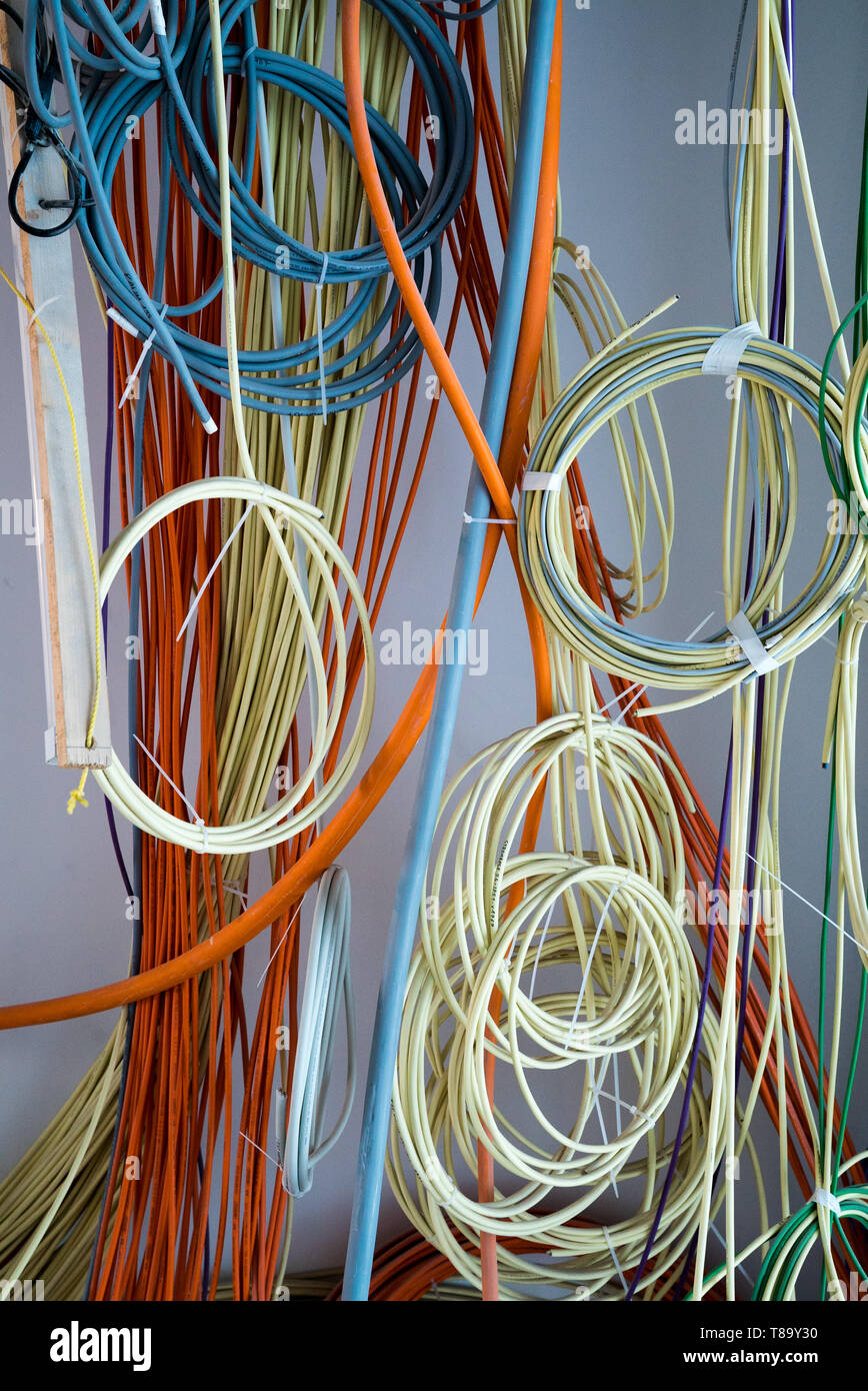 Electricity cables hanging on construction hi-res stock photography and ...