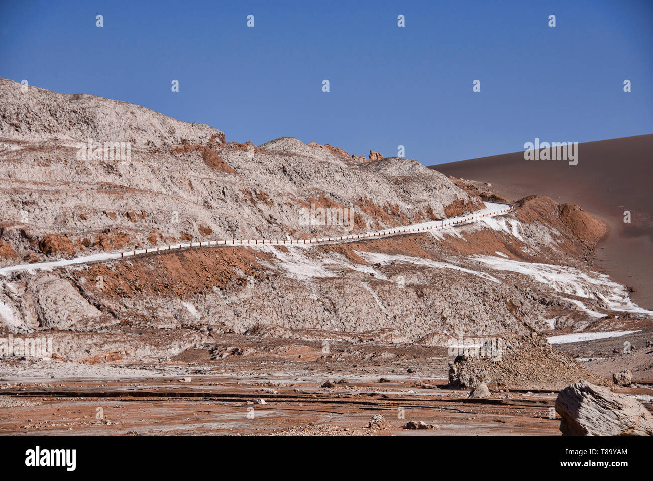 Salt, sand, and desertscape in the Moon Valley, San Pedro de Atacama ...