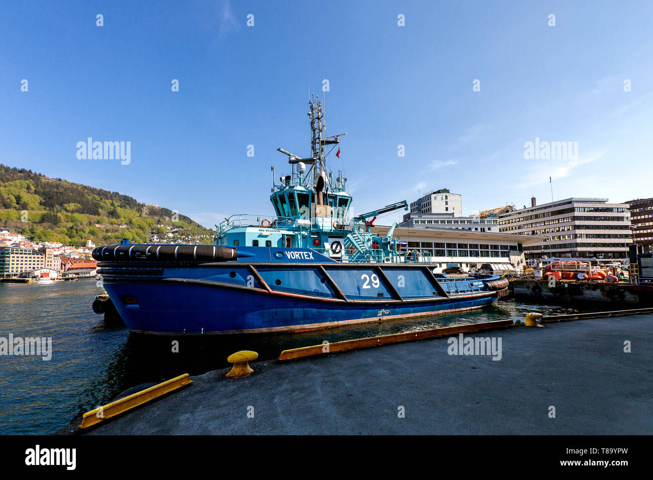 Tug boat Vortex moored in the port of Bergen, Norway Stock Photo - Alamy