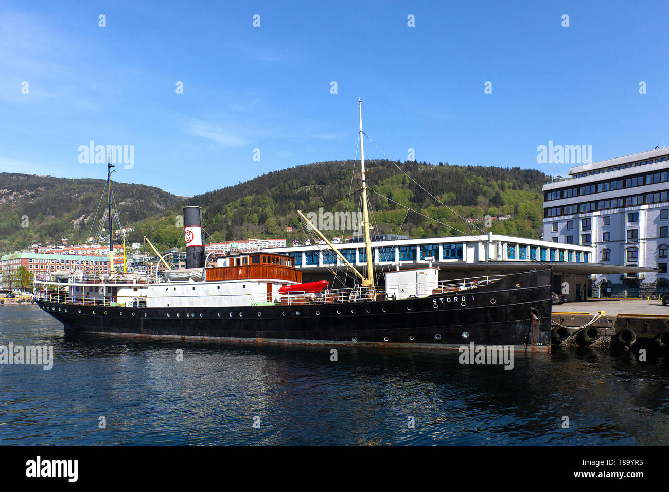 Veteran passenger steam ship Stord 1, built 1913. Berthed in the port ...