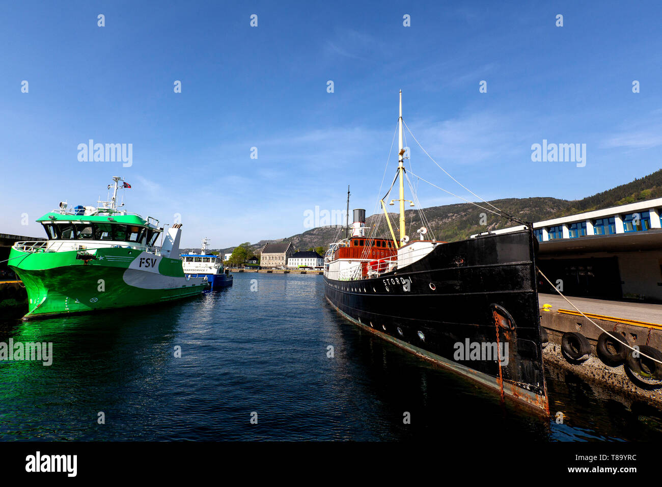 Veteran passenger steam ship Stord 1, built 1913. Berthed in the port ...